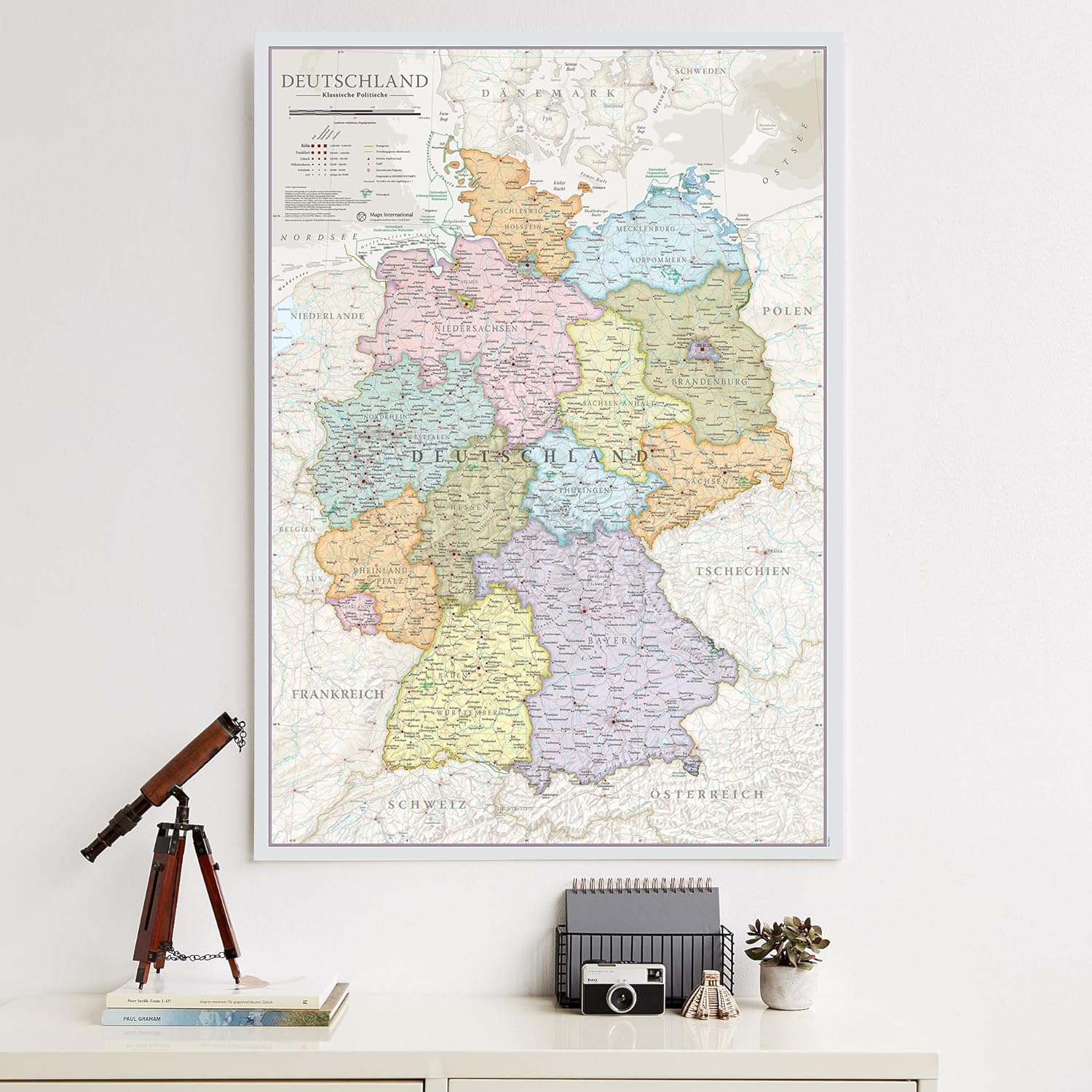 Maps International Mappa politica della Germania – mappa della Germania ...