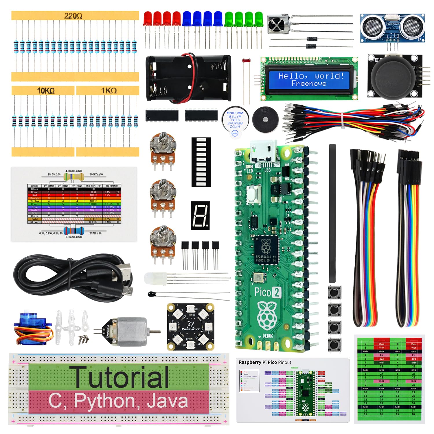 Freenove Super Starter Kit for Raspberry Pi Pico 2 (Included), Dual Arm ...