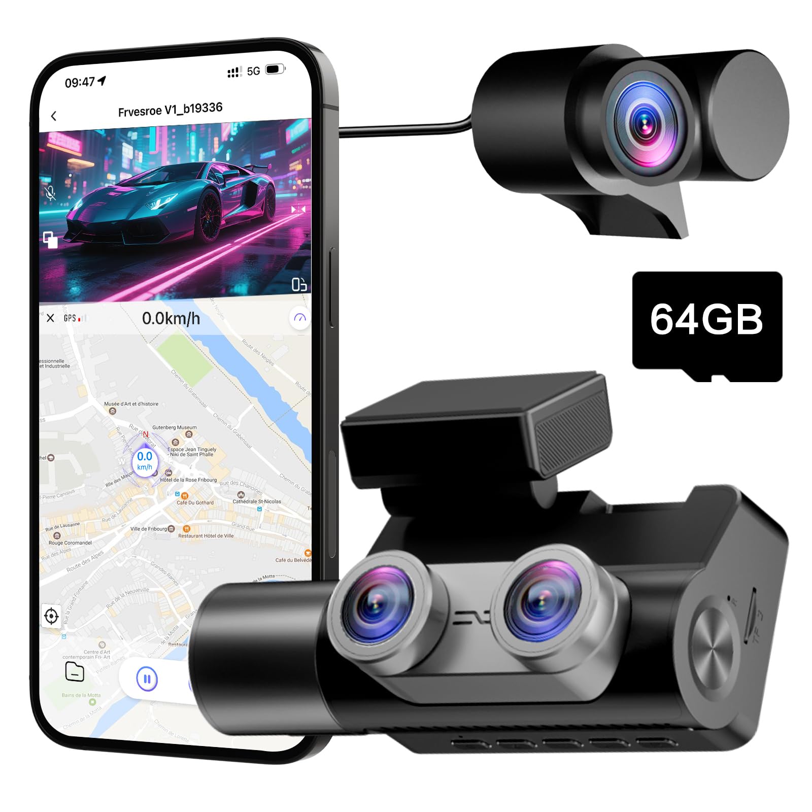 Frvesroe Dash Cam Auto 3 Canali 4K UHD Anteriore | Velz